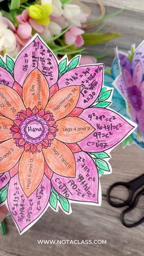 8th Grade Flower Math Spring Craft Pythagorean Theorem Worksheet Activities