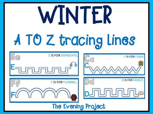 Winter A TO Z tracing lines cards for Autism, Sp. Ed, preschool, K ...