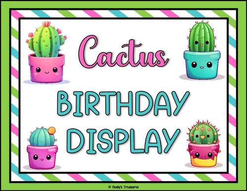 Cactus Birthday Display *Editable* by Cindy's Treasures | TPT