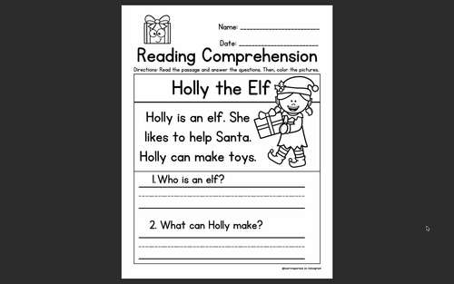 Christmas Reading Comprehension Worksheets - Pre-K, Kindergarten, First ...