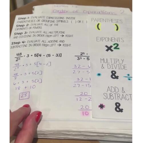 Algebra 1 - Order of Operations PEMDAS or GEMDAS Interactive Notebook ...