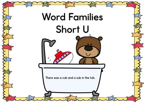 Short U Word Families | Word Work Center and Worksheets | K 1 | TPT