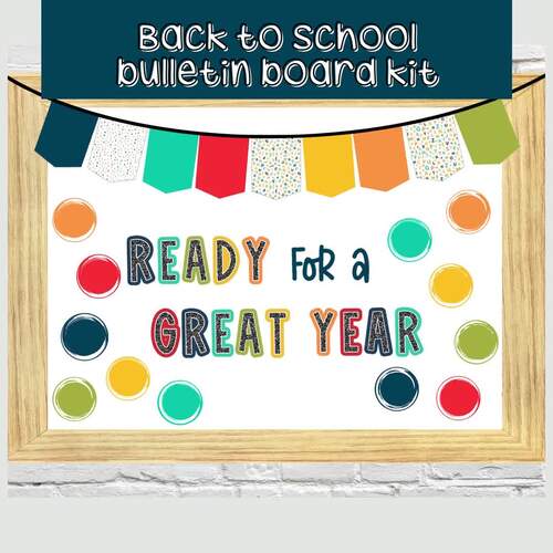 Colorful Back to School Bulletin Board Kit, Ready for a Great Year, Digital