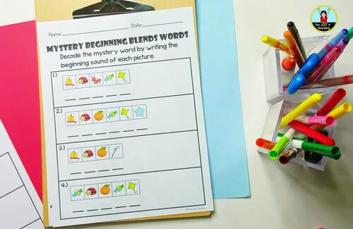 Beginning Blends Mystery Worksheet by The Joy in Teaching | TPT
