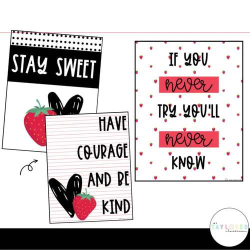 Strawberry Classroom Posters | Strawberry Classroom Decor | TPT