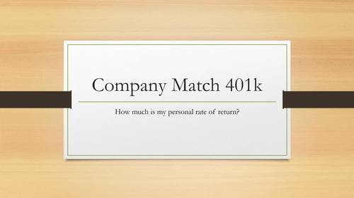 Company matched 401k and your personal rate of return by Jim Kay