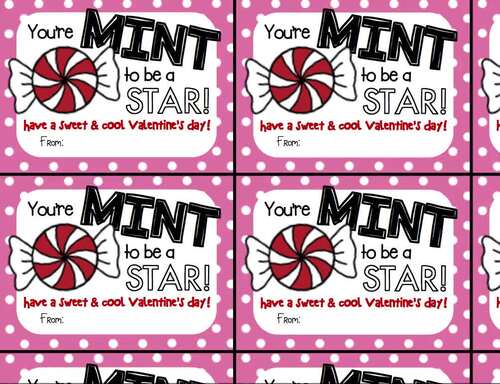 Peppermint Star Candy Valentine's Day Gift Tag- You're MINT to be a ...