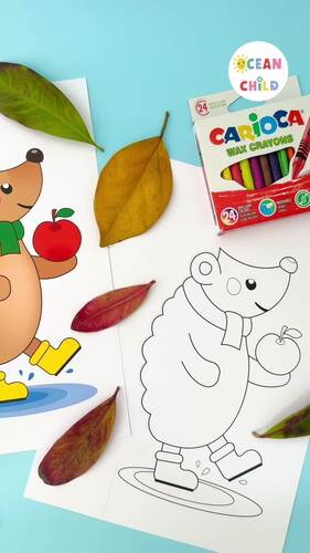 Leafy Hedgehog Fall Craft Printable Autumn Nature Leave Coloring Page ...