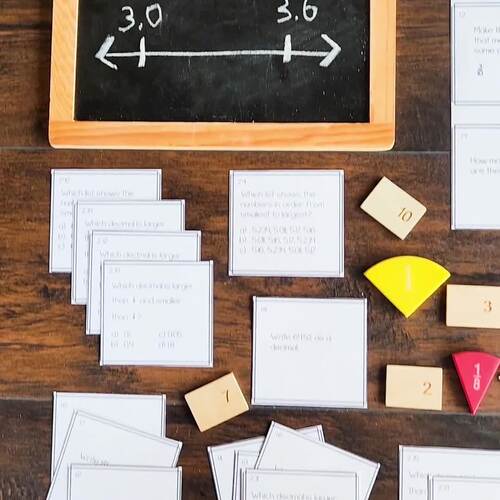 Montessori Decimal Task Cards (conversion, ordering, rounding, adding)