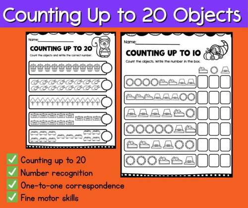 Thanksgiving Counting Up to 20 Objects | Counting Objects to 20 | TPT