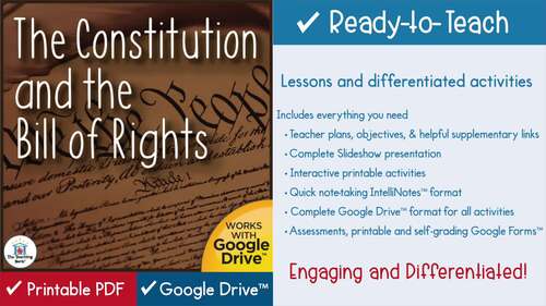 The United States Constitution and the Bill of Rights American History Unit