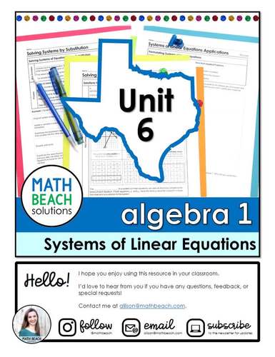 Unit 6: Systems of Linear Equations - Texas Algebra 1 Curriculum