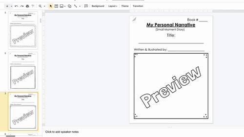Small Moment Writing Personal Narratives Paper Templates Pack Google ...