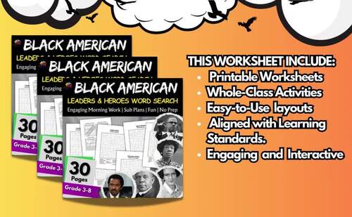 Black American Leaders & Heroes Word Search Puzzle Activity 4th,5th,6th ...
