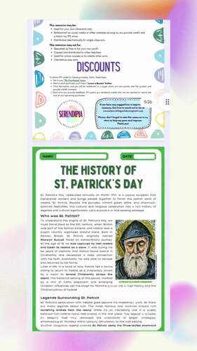 History of St Patrick's Day & Symbols Reading Comprehension Activities ...
