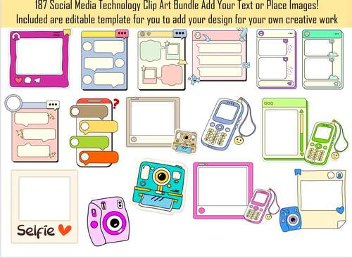 Social media technology vector clip art, education and teacher clip art