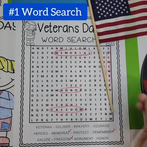Veterans Day Word Search Activity, Veterans Day Writing Acrostic ...