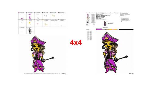 Beautiful cartoon pirate princess with scepter embroidery designs ...
