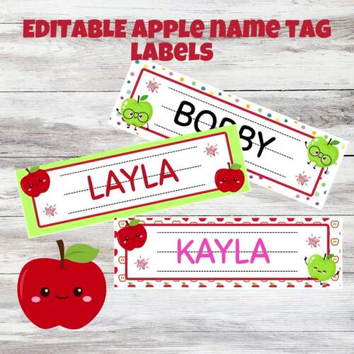 Editable Apple Name Tags Printable Classroom Decor for Back to School ...