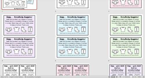 Change of Clothes Letter - Parent Note - Editable Text in PowerPoint