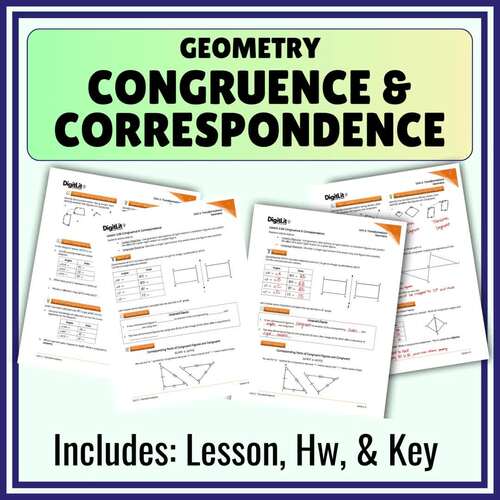 Congruence & Correspondence Guided Notes, Worksheets | 9th-11th Grade ...