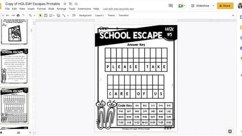 Escape Room Spring Summer Fall Winter Holiday Activities Editable