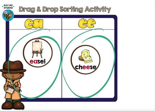 EA vs EE | Long E Vowel Teams Sorting Game Boom Cards by Busy Bee Studio