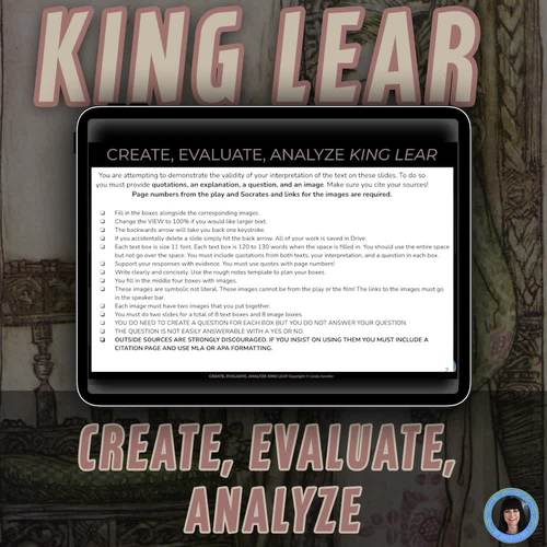 KING LEAR | KING LEAR ASSIGNMENT | KING LEAR GOOGLE SLIDES ASSIGNMENT