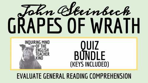 The Grapes of Wrath Quiz and Answer Key Bundle for High School (Google ...