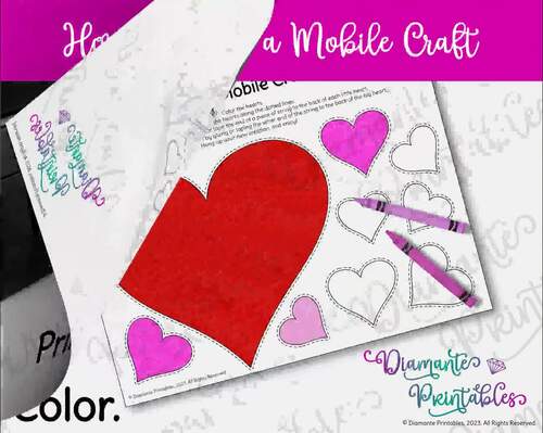 Hearts Printable Mobile Craft | Scissor Skills, Fine Motor Skills