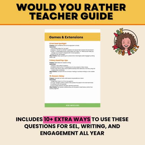 120 Would You Rather Questions Grade 3-6 SEL Icebreakers & Morning Meeting