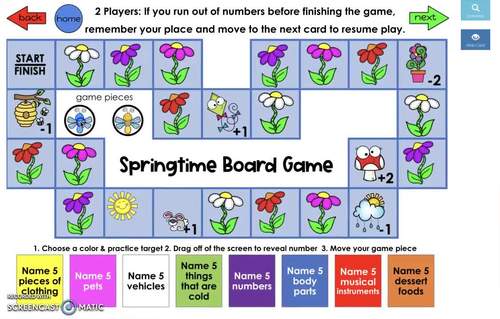 Boom Cards™ Springtime Board Game: Language Activities by ShanRaeannSLP