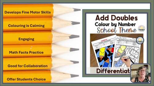 Addition to 20 Color-by-Code Doubles Math Worksheets | Back to School ...
