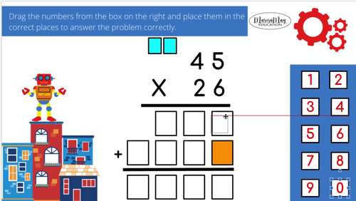 Fourth Grade Math - 2 digit by 2 digit Multiplication Drag & Drop Activity