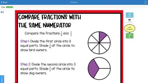 Chapter 9.3 Compare Fractions With the Same Numerator Boom Cards™