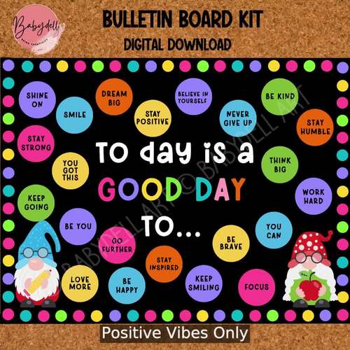 Gnome Motivational Bulletin Board | Bright Classroom Decor Positive ...