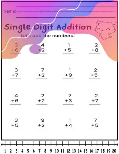 Single Digit Addition 1-15 Activity No Prep ( 10 Worksheets) | TPT