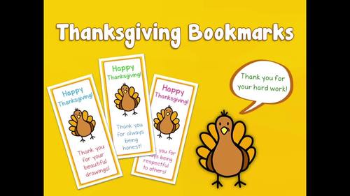 Happy Thanksgiving Bookmarks by EasyBreezyESL | TPT