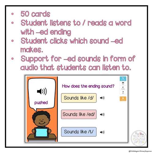 Sounds of -ed Inflectional Ending Boom Cards™ by The Primary Emporium