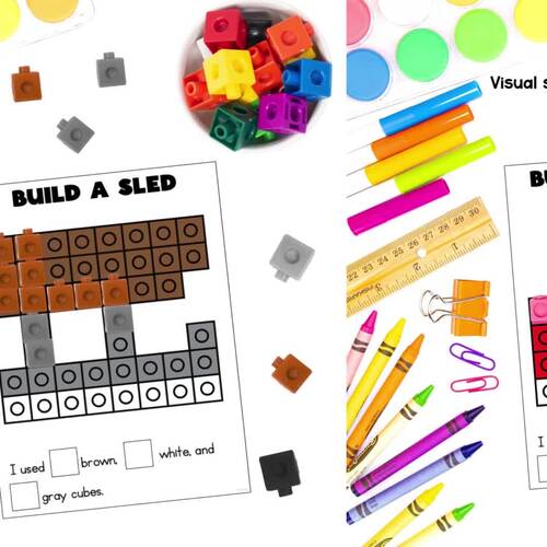 Snap Cube Puzzles Winter Math Centers by I Love 1st Grade | TPT