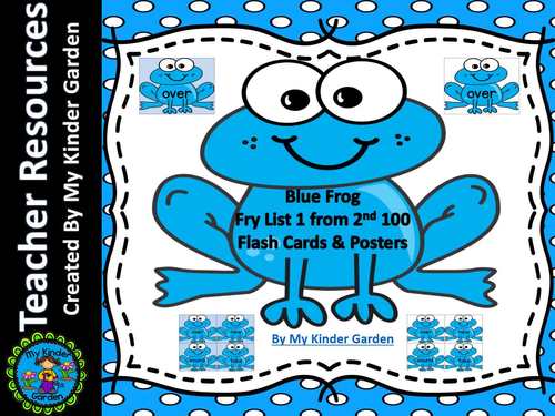 Blue Frog Fry Sight Word Flash Cards & Posters List 1 From 2nd 100 Words