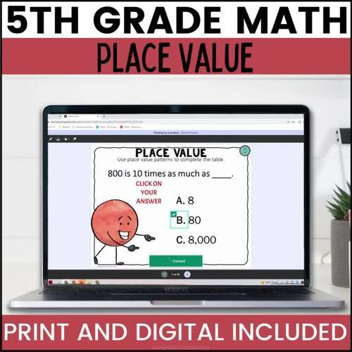 5th Grade Math Review Place Value of Whole Number Print & Digital Resource