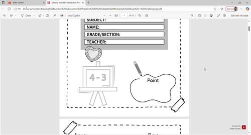 Missing Number Subtraction Practice 60 Editable Worksheets (Easy → ...
