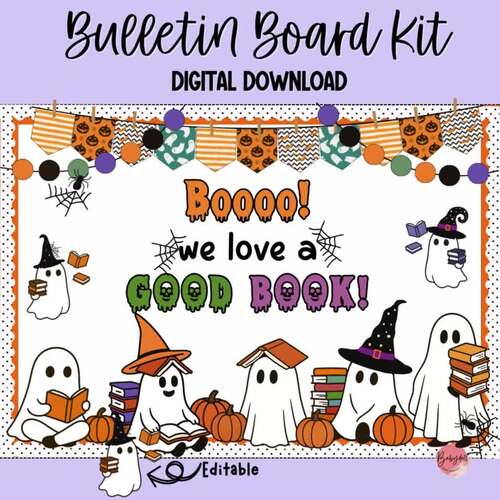 Editable Halloween Ghost Reading Bulletin Board Kit | Fall Classroom Door