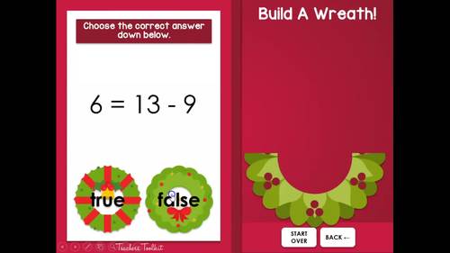 Christmas Wreath Math Digital Game for Math Centers Addition and ...
