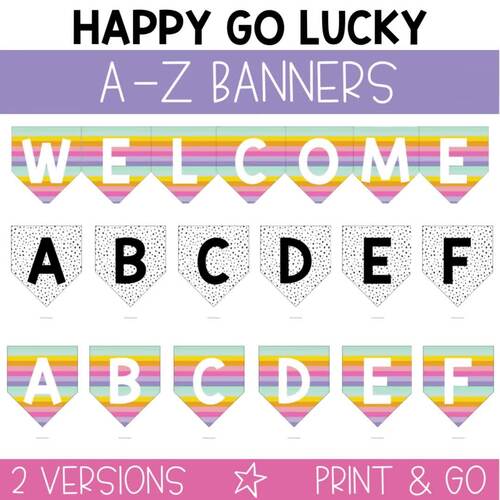 A-Z Banners Bulletin Board Letters / Retro Groovy Classroom Decor