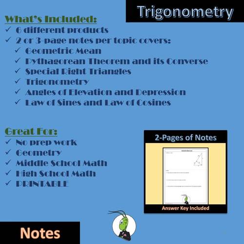 Right Triangles Trigonometry Guided Notes for Geometry Unit 8 | TPT