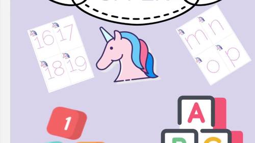 Pink Unicorn Alphabet Tracing flash cards and number 1 to 20 tracing ...