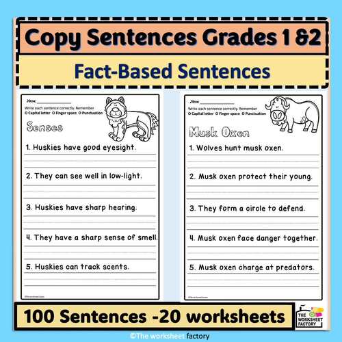 Winter Animals Facts- Copy the sentences Writing worksheets Grades 1- 2 ...