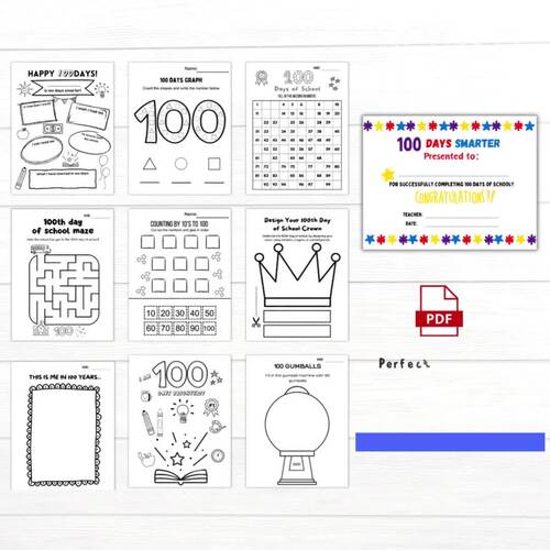 100th Day of School School Activities for Kindergarten & 1st Grade